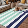 Blue Anchor Outdoor Rug, Costal Mint Green White Stripes Background Non ...