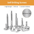 "VIGRUE #8 Self Drilling TEK, Hex & Wafer, 410 SS Screws, 400PCS, 1/2"" to 1-1/2"" Length ...