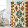 Bohemia Geometric Shower Curtain, Western Teal Orange Beige Aztec ...