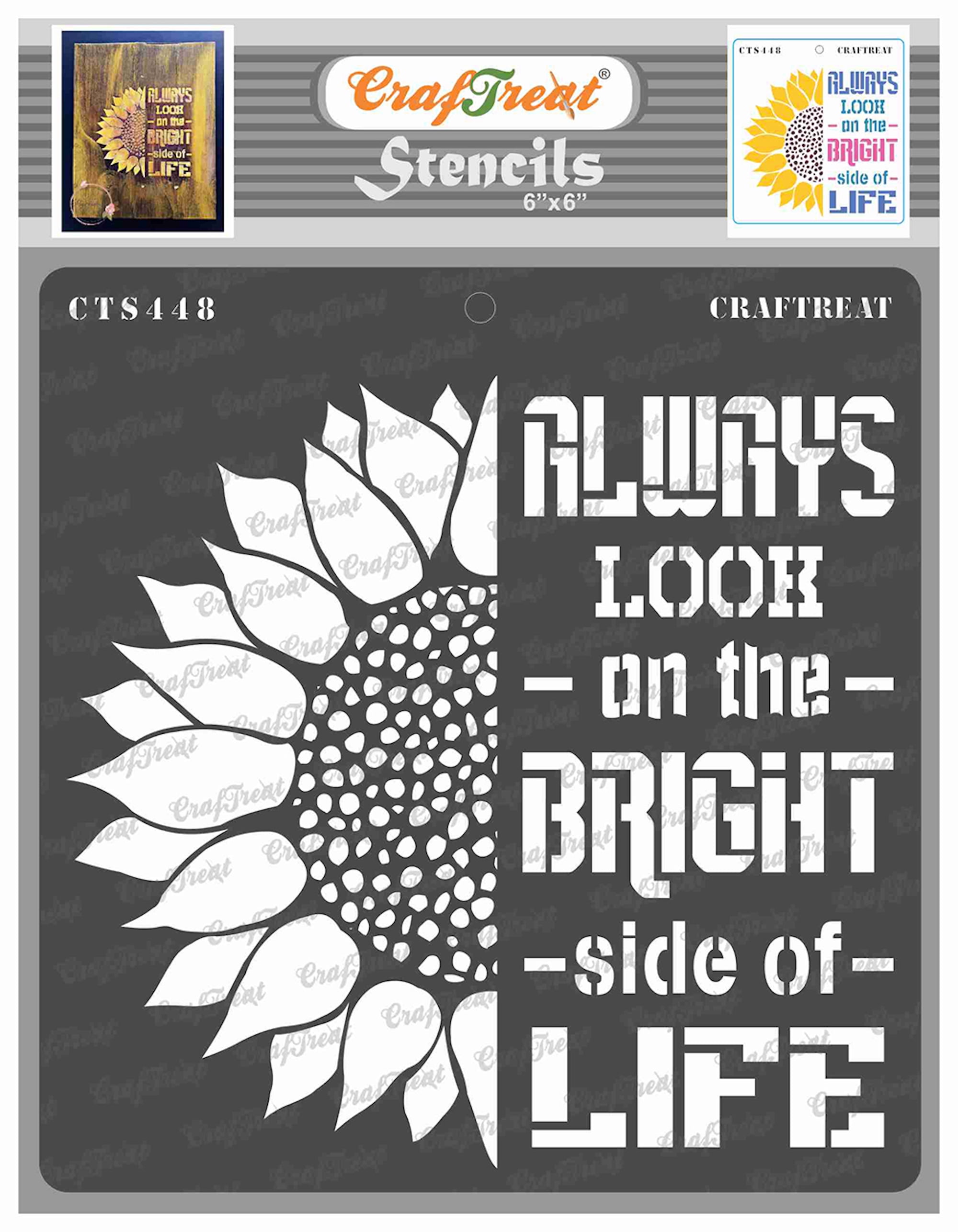 CrafTreat Bright side of Life Stencil for Painting and Crafting - 6"x6 ...