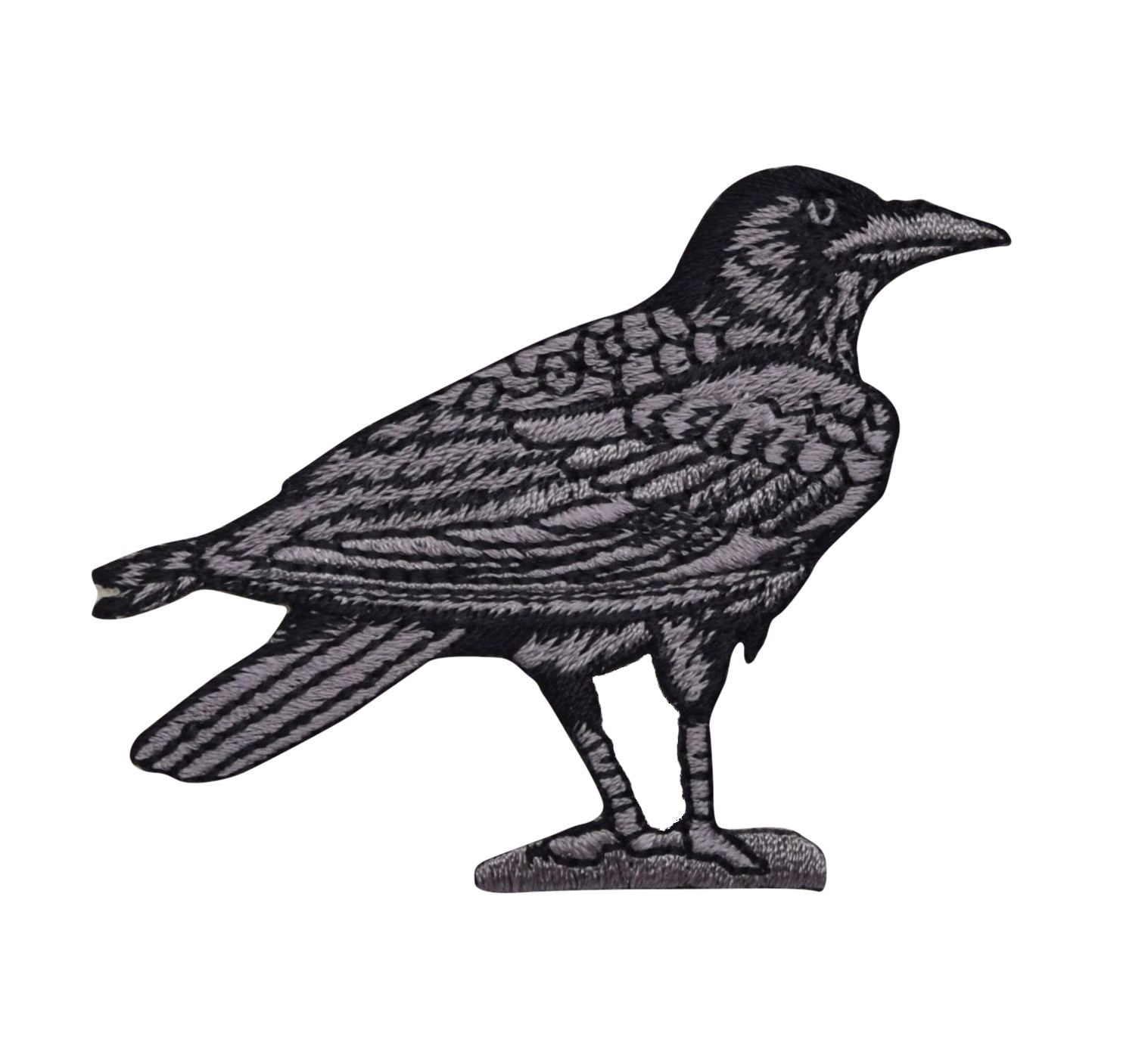 Raven/Crow - Black/Gray - Facing Right - Birds - Iron On Embroidered ...