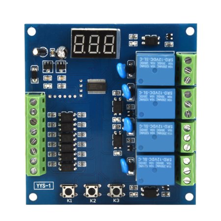 XYCCA YYS-1 Programmable 4-Channel LED Relay Module Signal Trigger Delay Timer Relay (12VDC ...