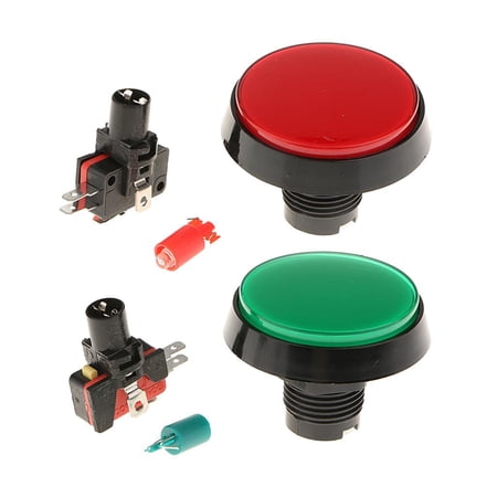60mm LED Illuminated Round Push Button Switch Game Video Player Green ...