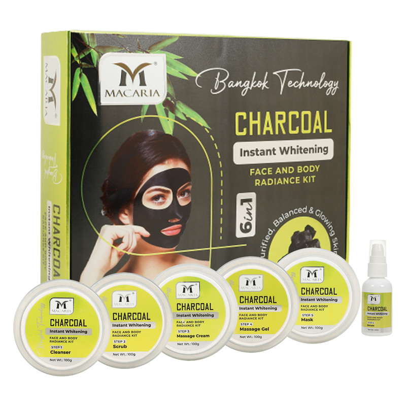 Macaria Instant Whitening Activated Charcoal Facial Kit for Women & Men ...
