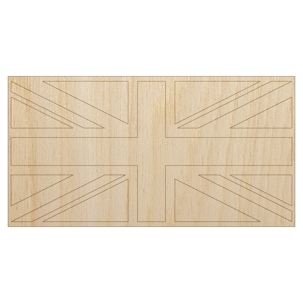 United Kingdom Flag Union Jack Wood Shape Unfinished Piece Cutout Craft ...