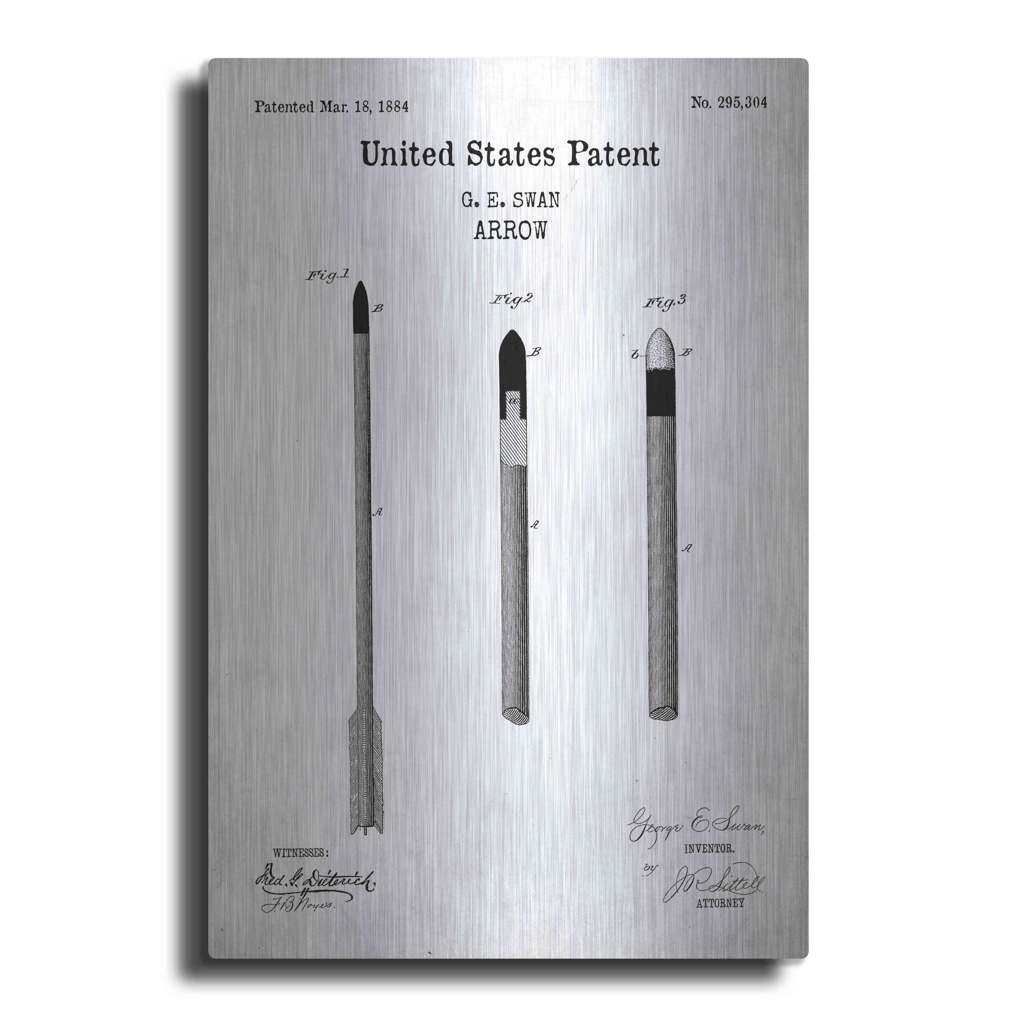 Luxe Metal Art 'Arrow Blueprint Patent White' Acrylic Glass Wall Art ...