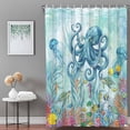 Bathroom Shower Curtain Underwater Life Octopus Coral Waterproof Shower ...