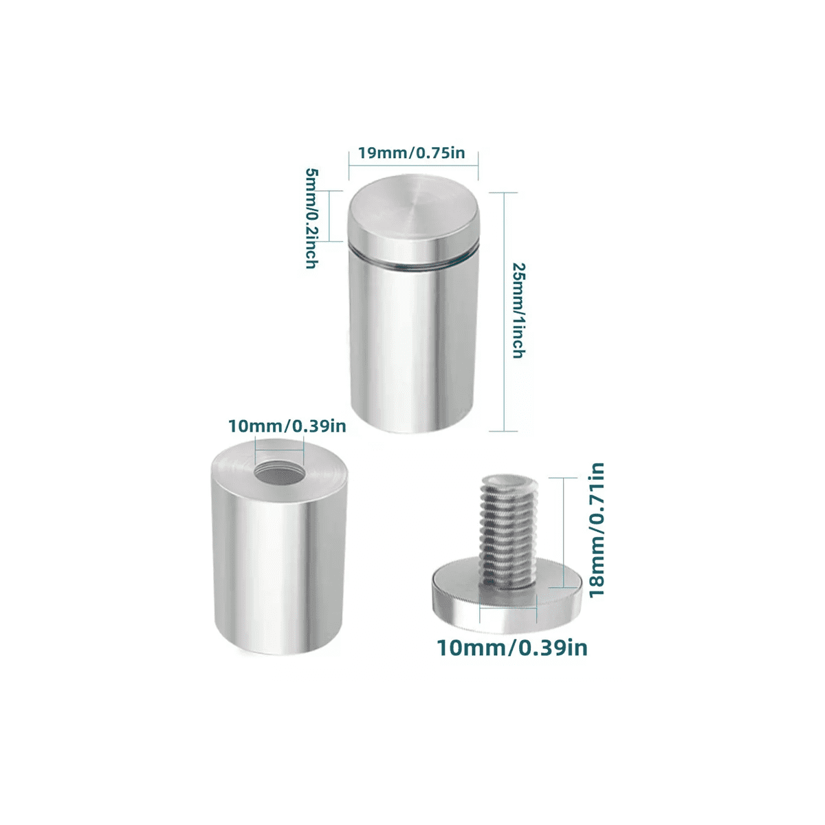 40pcs Chapetones De 19x25mm Para Montaje De Herrajes Vidrio plata ...