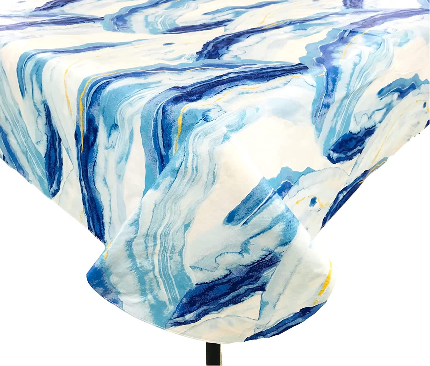 Watercolor Ocean Waves Vinyl Tablecloth with Streaks of Golden Sunshine ...