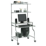 Global Industrial Chrome Wire Shelf Mobile Computer LAN Workstation 31 ...