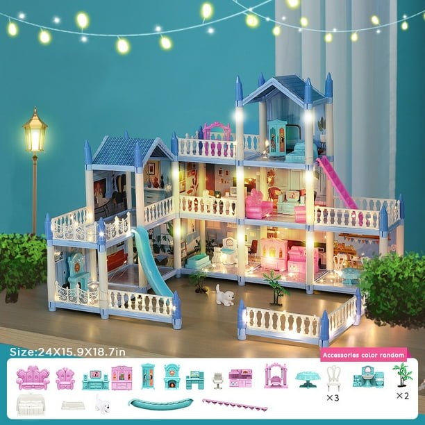 SEVVA Toy House for Girls, With Lights And Dolls，Assembly Required ...