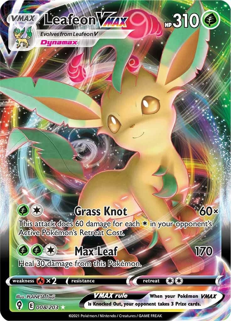 Pokemon Evolving Skies Leafeon VMAX 008 Walmart pokemon-evolving-skies-leafeon-vmax-008-walmart