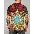 3D summer new blue and gold mandala art abstract pattern short sleeve ...