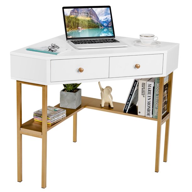 Costway Corner Computer Desk Writing Workstation Study Desk w/ 2 ...