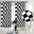Black and White Wavy Checkered Blackout Curtains,Triple Weaved Fabric ...