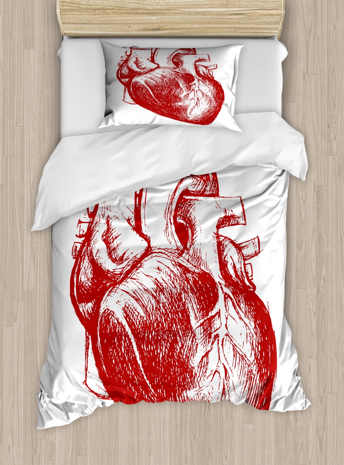 Human Heart Duvet Cover Set Twin Size, Warm Tone Monochromatic ...