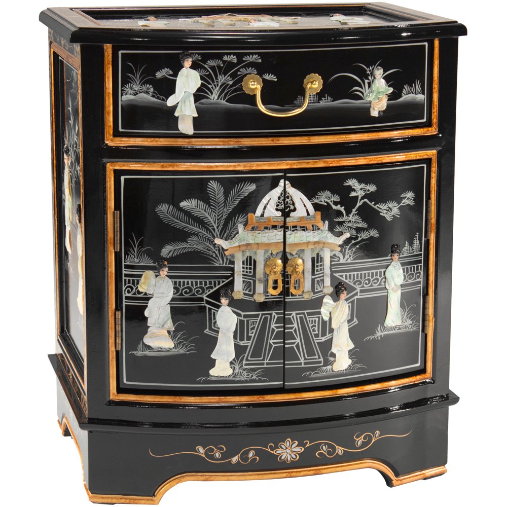 Oriental Furniture Black Lacquer Nightstand - Royal Ladies - Walmart ...