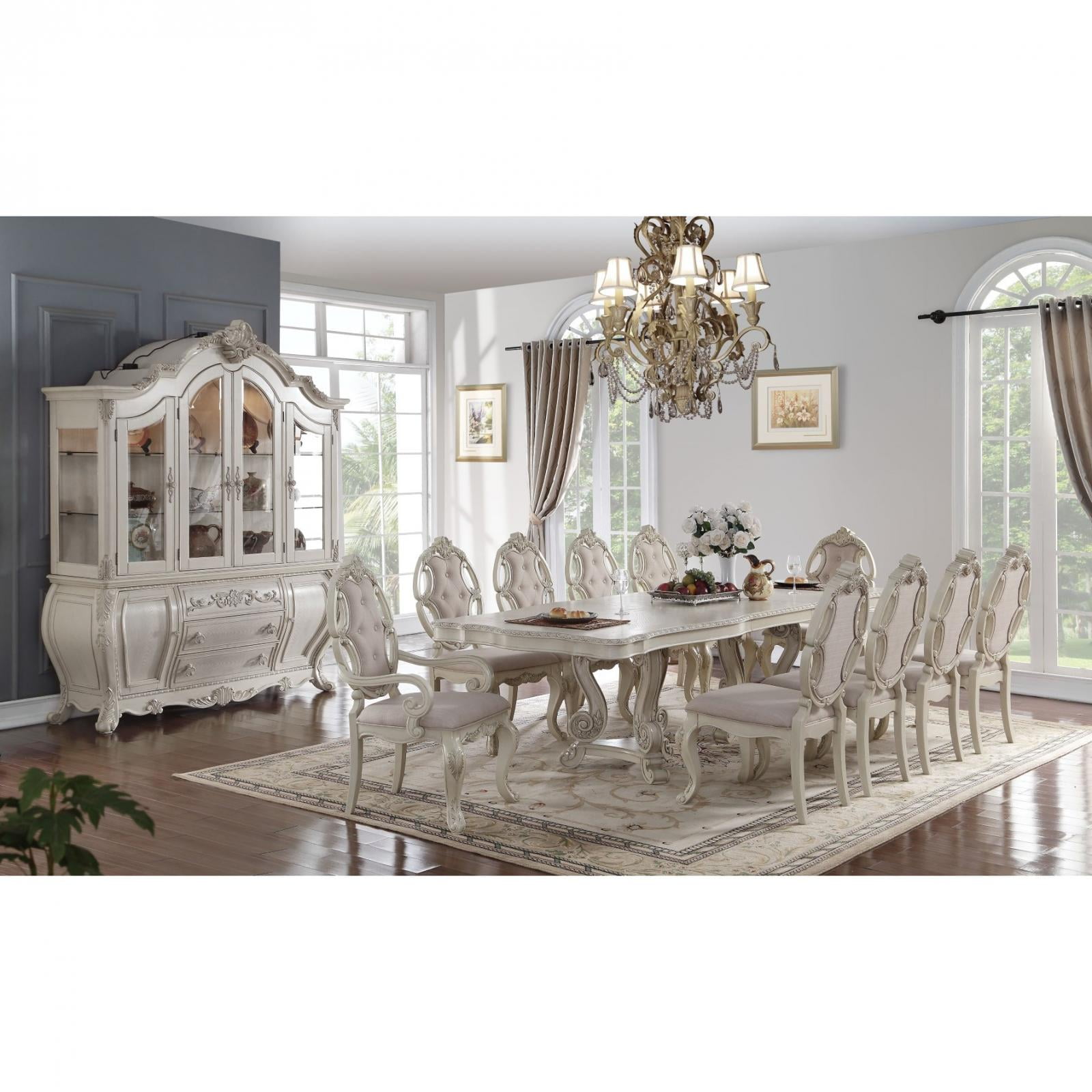 Antique White Rectangular Dining Table Set 10Pcs Acme Furniture 61280 ...