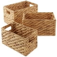 Casafield Set of 3 Water Hyacinth Storage Baskets with Handles - Small ...