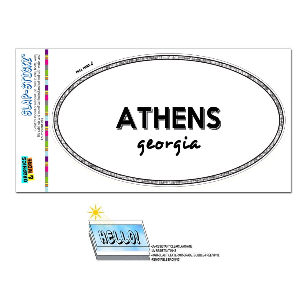 Athens, GA - Georgia - Black and White - City State - Oval Laminated ...