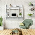 Zimtown Small Space Wall Mounted Computer Desk with Attached Overhead ...