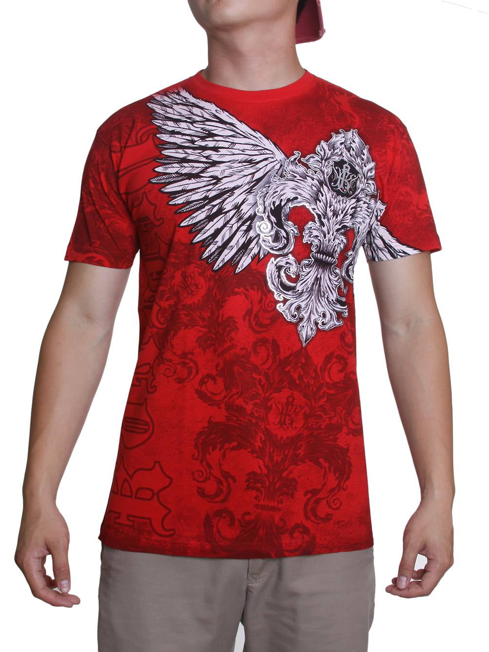 Konflic Mens Winged Feathered Crest MMA T-Shirt - Red - Medium ...