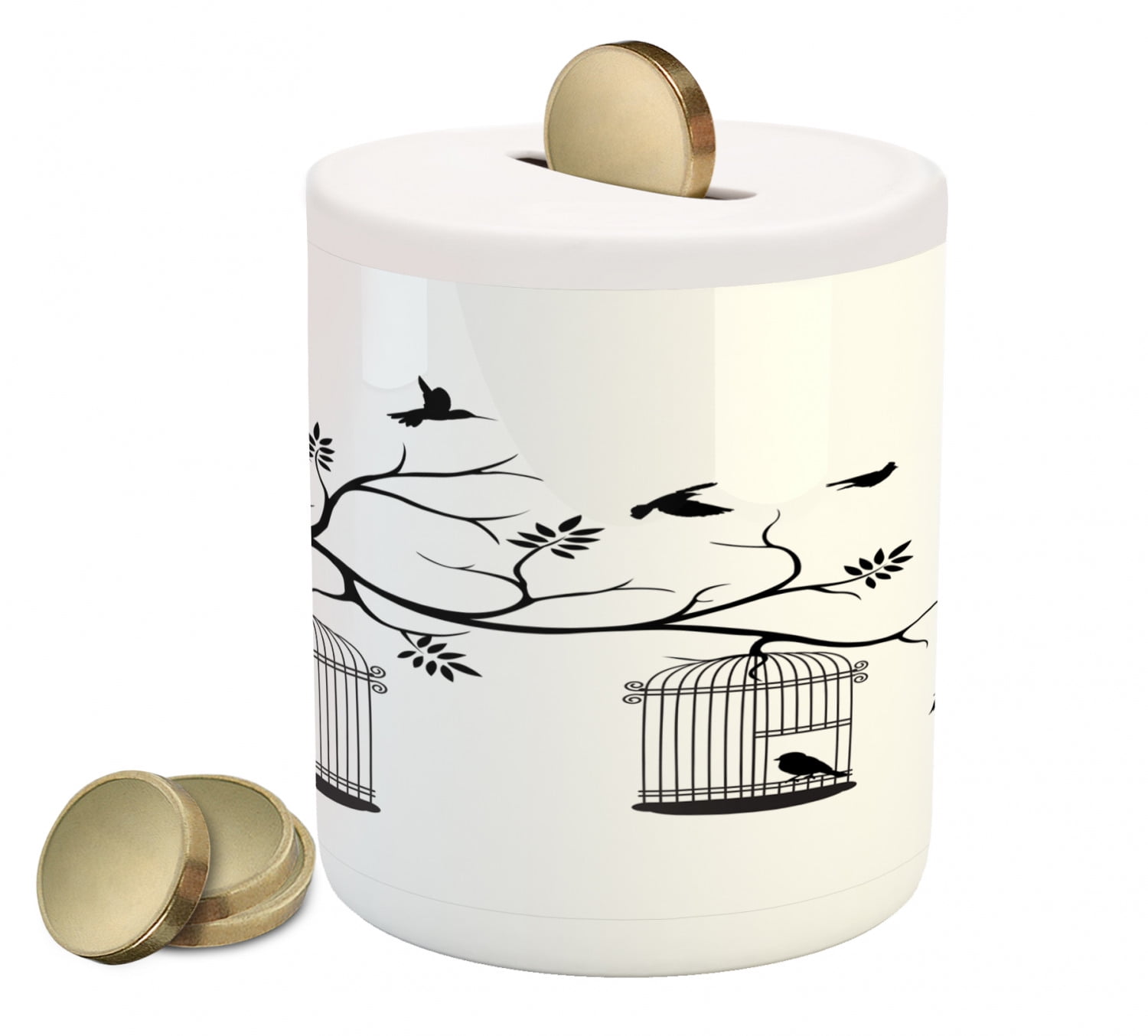Nature Piggy Bank, Modern and Romantic Themed Design Birds Cages ...