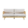 EMIR 72" Square Arm 3-Seater Boucle Sofa with Cane Rattan and Wooden ...