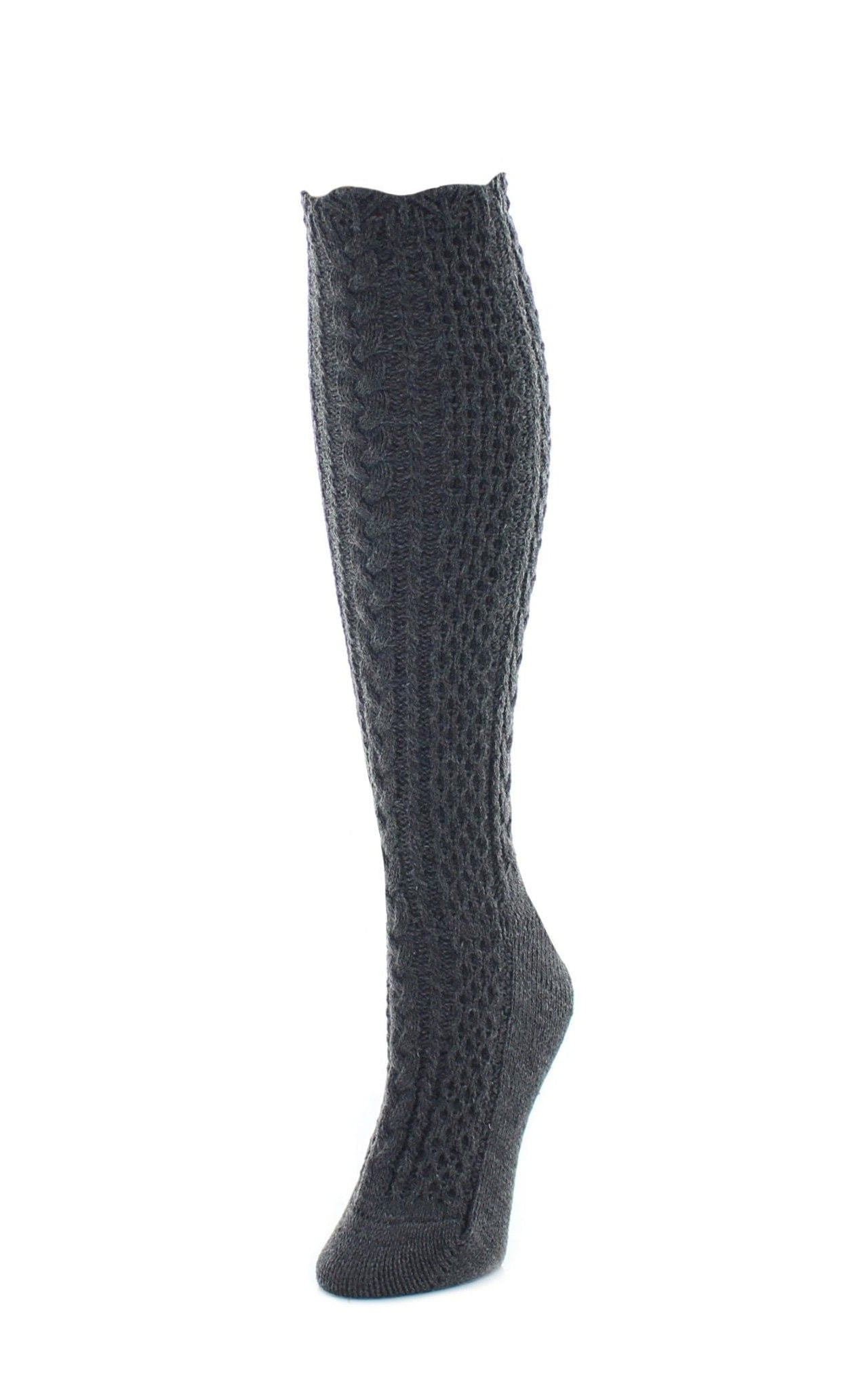 MeMoi Pointelle Braid Chunky Knit Knee-High Socks - Mens - Male ...
