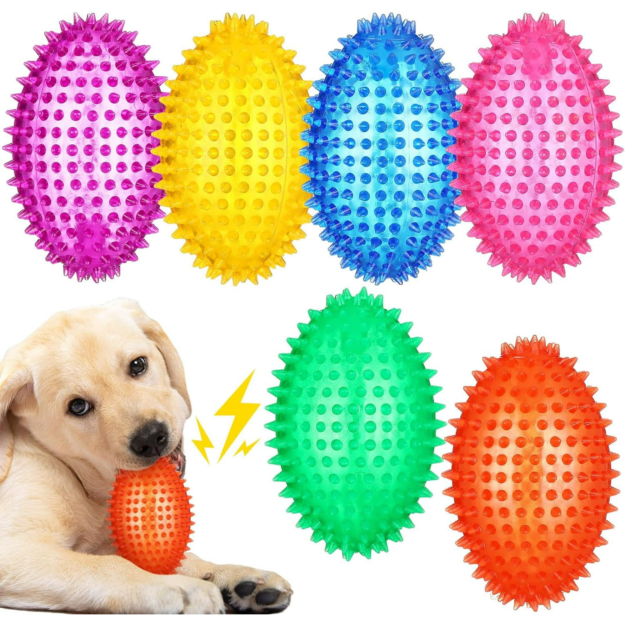 Click here for Hahadaxa 6 Pcs 4.5 Spiky Squeaker Football Dog Toy... prices
