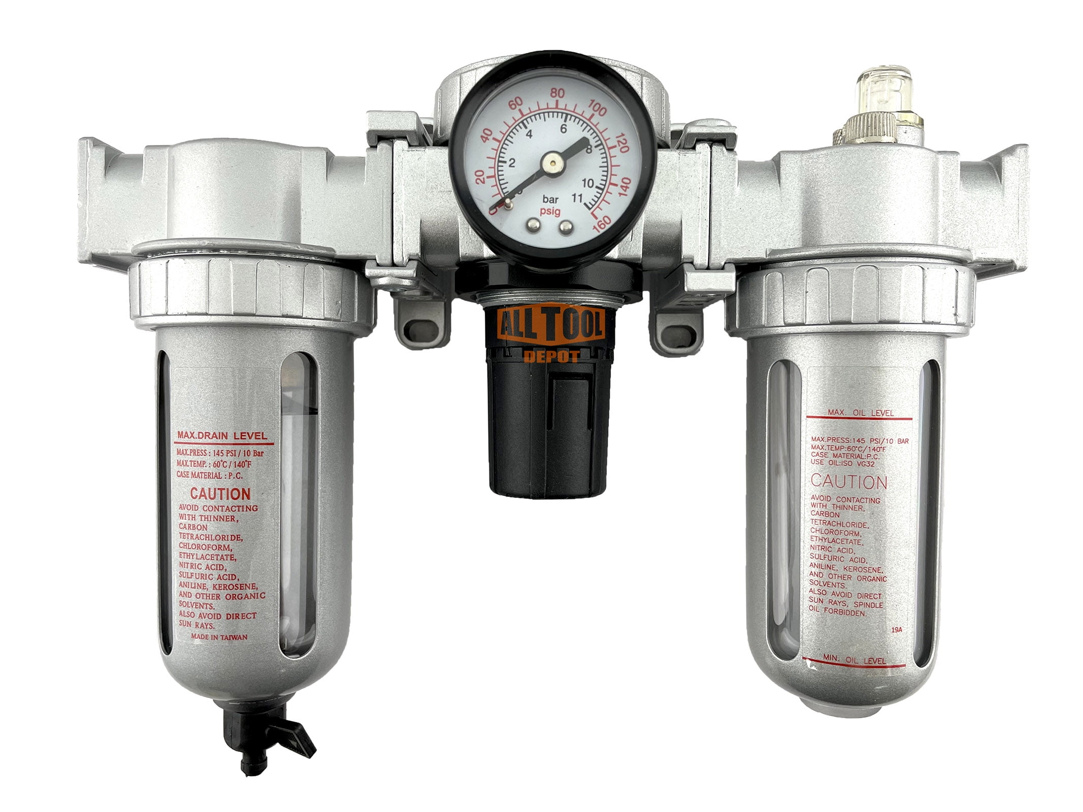 3/8" NPT Mid Flow Compressed Air In Line Filter Regulator Lubricator ...