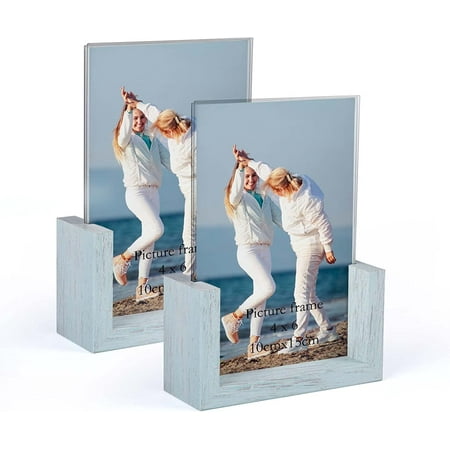 5x7 Picture Frame Set of 2, Black Rustic Wooden Photo Frames 5 by 7 ...