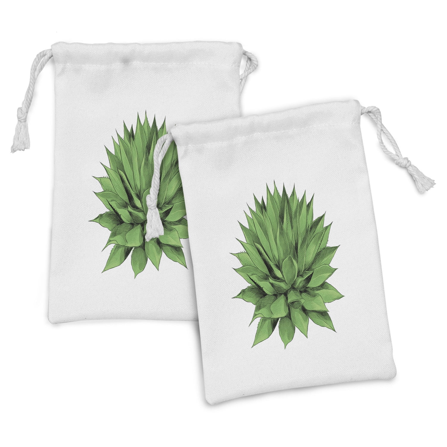 Agave Fabric Pouch Set of 2, Realistic Colored Sketch of Cactus Endemic ...