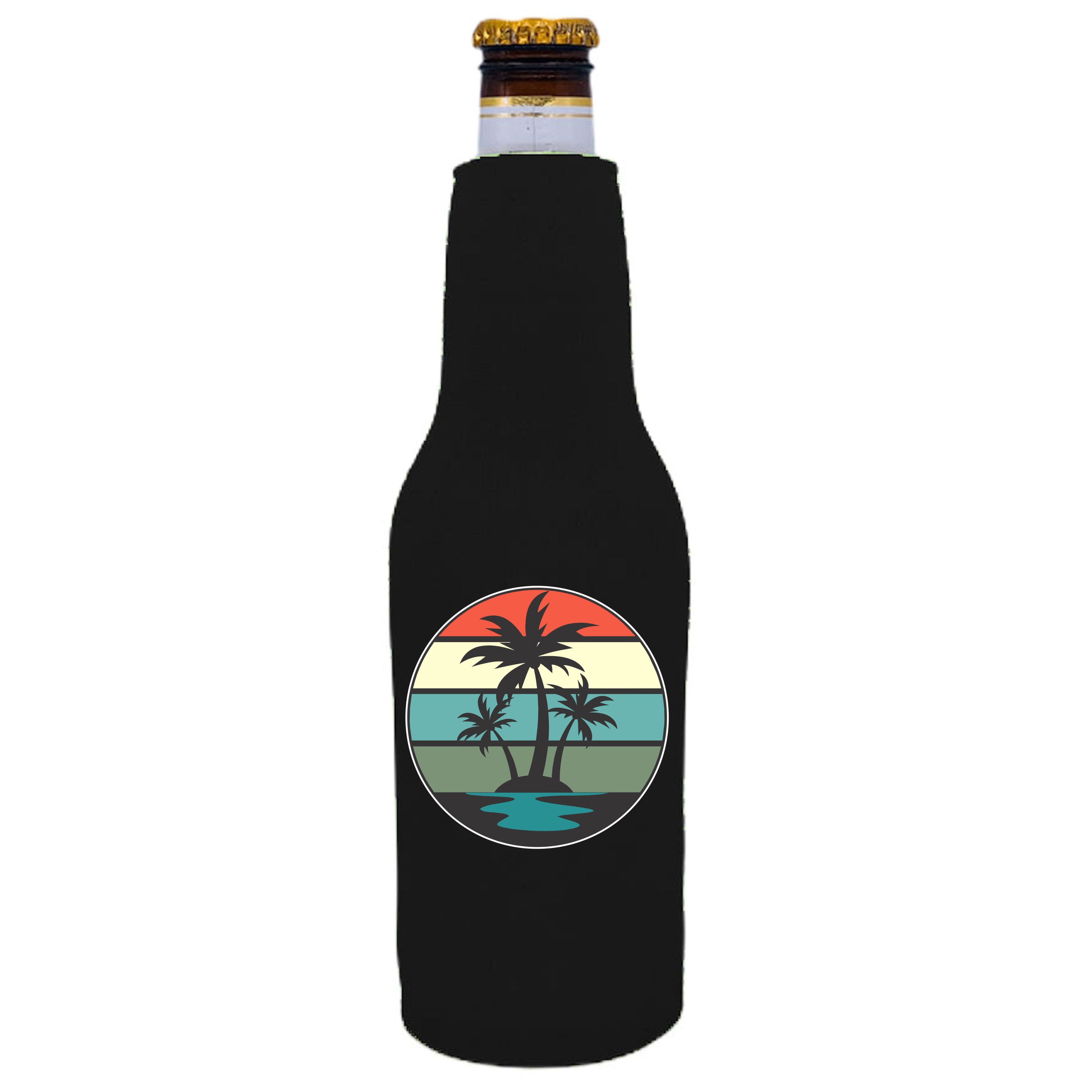 Retro Palm Trees Beer Bottle Coolie (Black) - Walmart.com