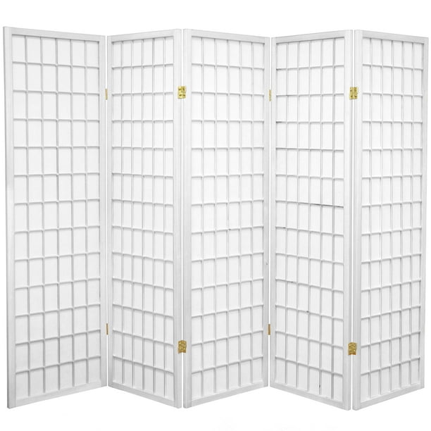 Oriental Furniture 5 ft. Tall Window Pane Shoji Screen - White - 5 ...