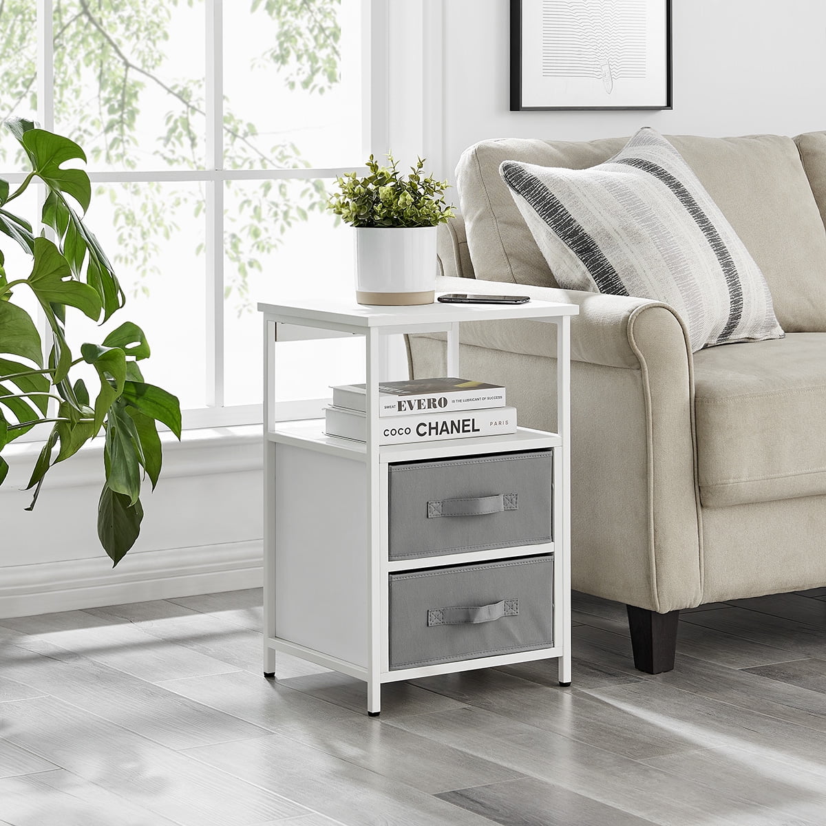 Mainstays 2-Drawers Nightstand With USB Bedroom White - Walmart.com