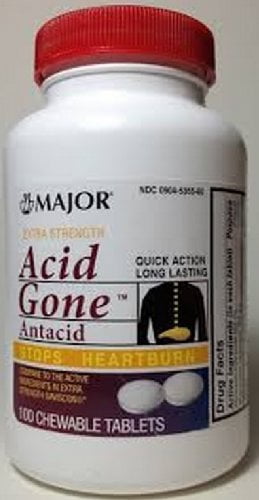 Major Acid Gone Antacid Stops Heartburn Chewable Tablets, White, 160 mg ...