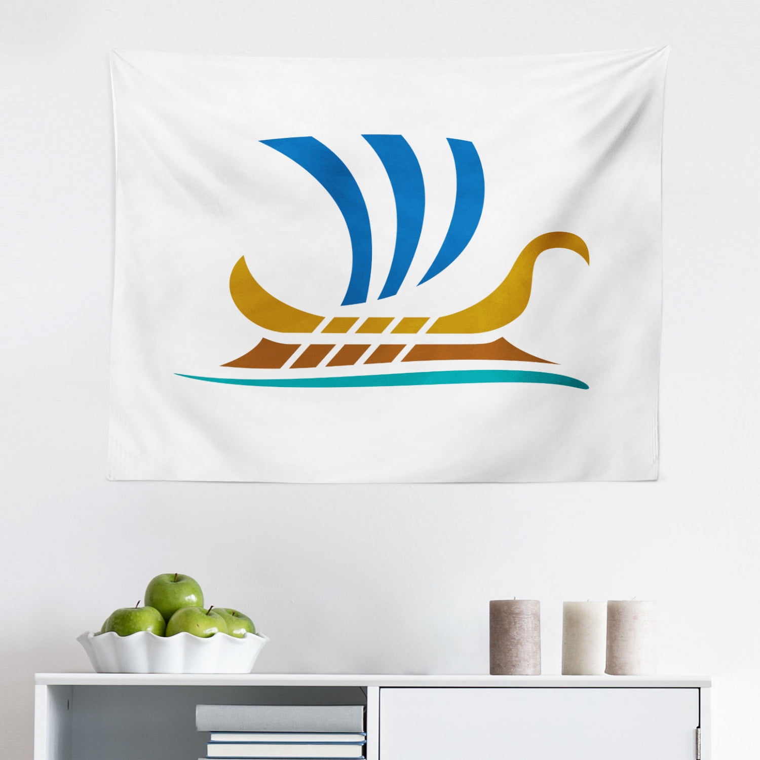 Odyssey Tapestry, Repetitive Pattern of Greek Inspired Sailboat and ...