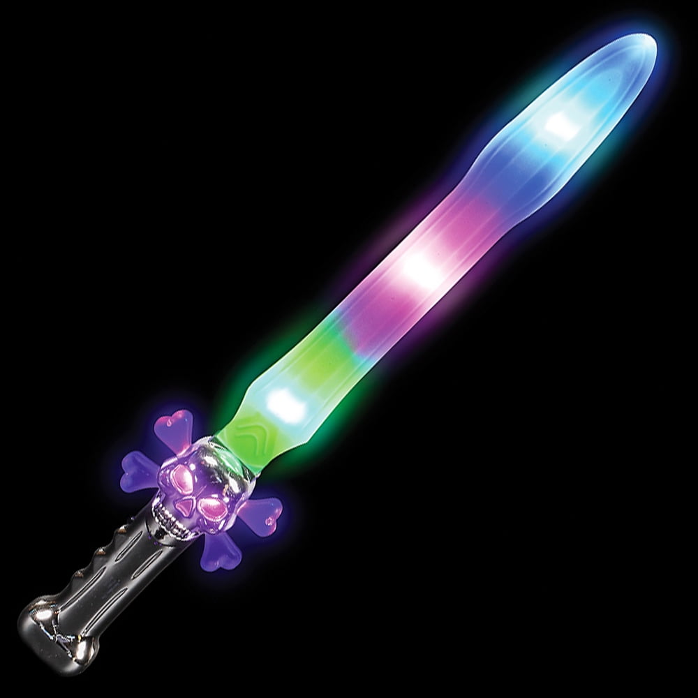 Rinco Light-Up Rainbow Skull & Cross Bone Pirate 23" LED Sword ...