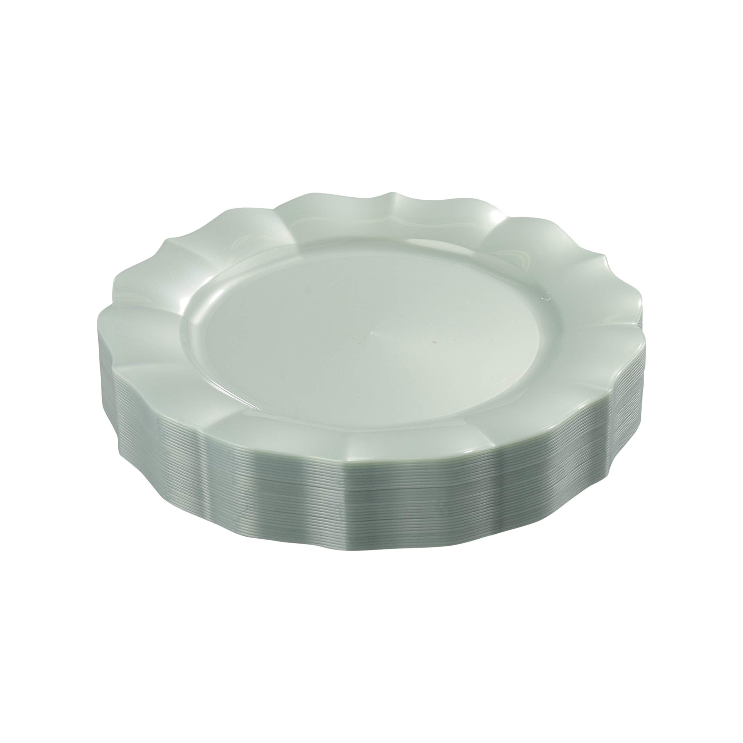 Green Plastic Plates, Scalloped Rim Pearl Turqoiuse Disposable Party ...