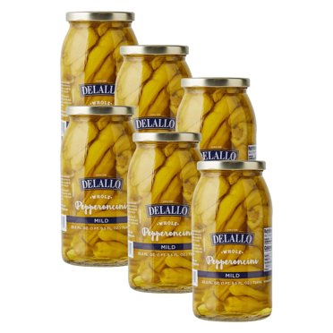 DeLallo Hot Banana Pepper Rings, Spicy Yellow Pickled Peppers for ...