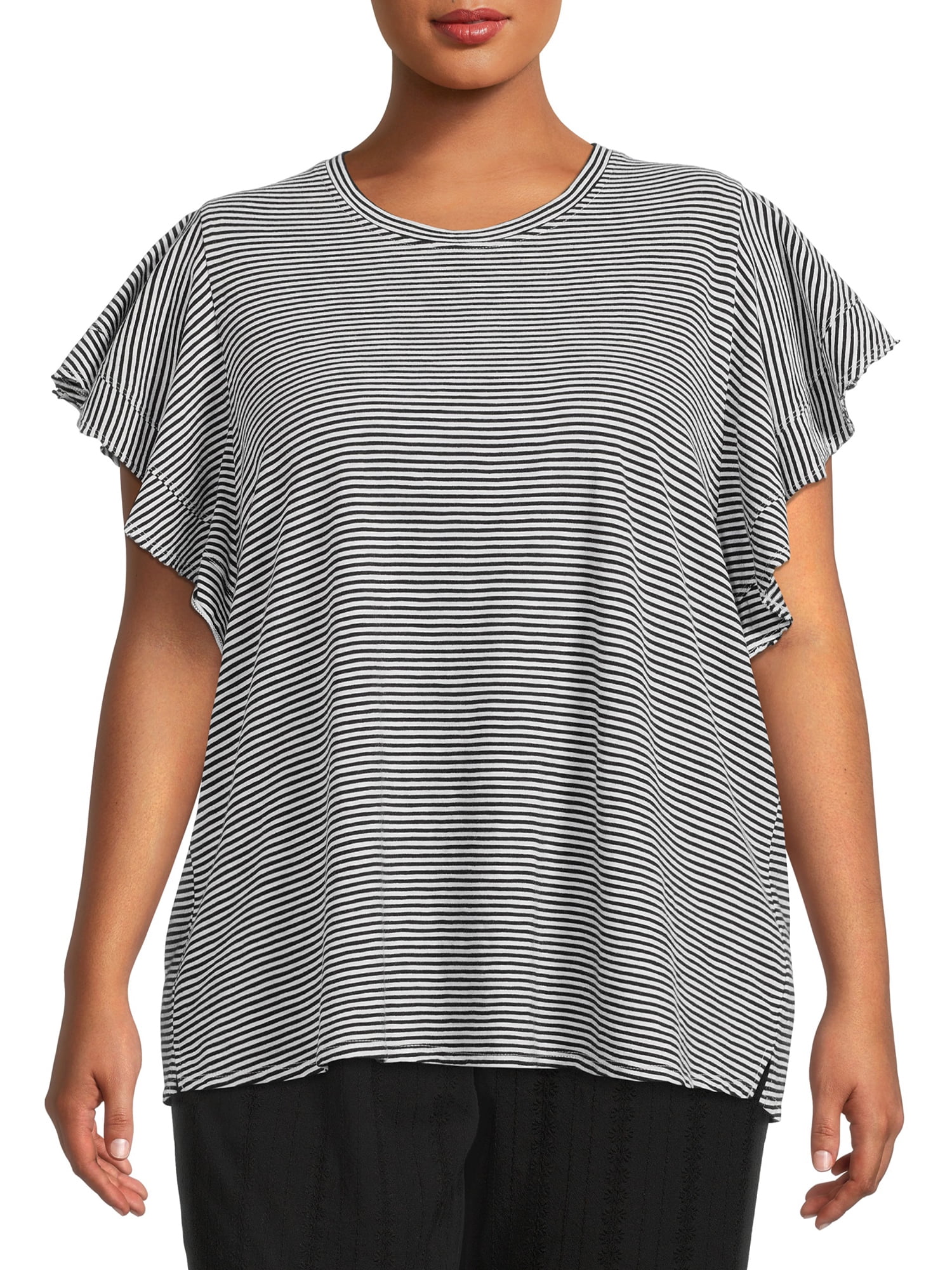 Terra & Sky Women's Plus Size Flutter Sleeve Knit Top - Walmart.com