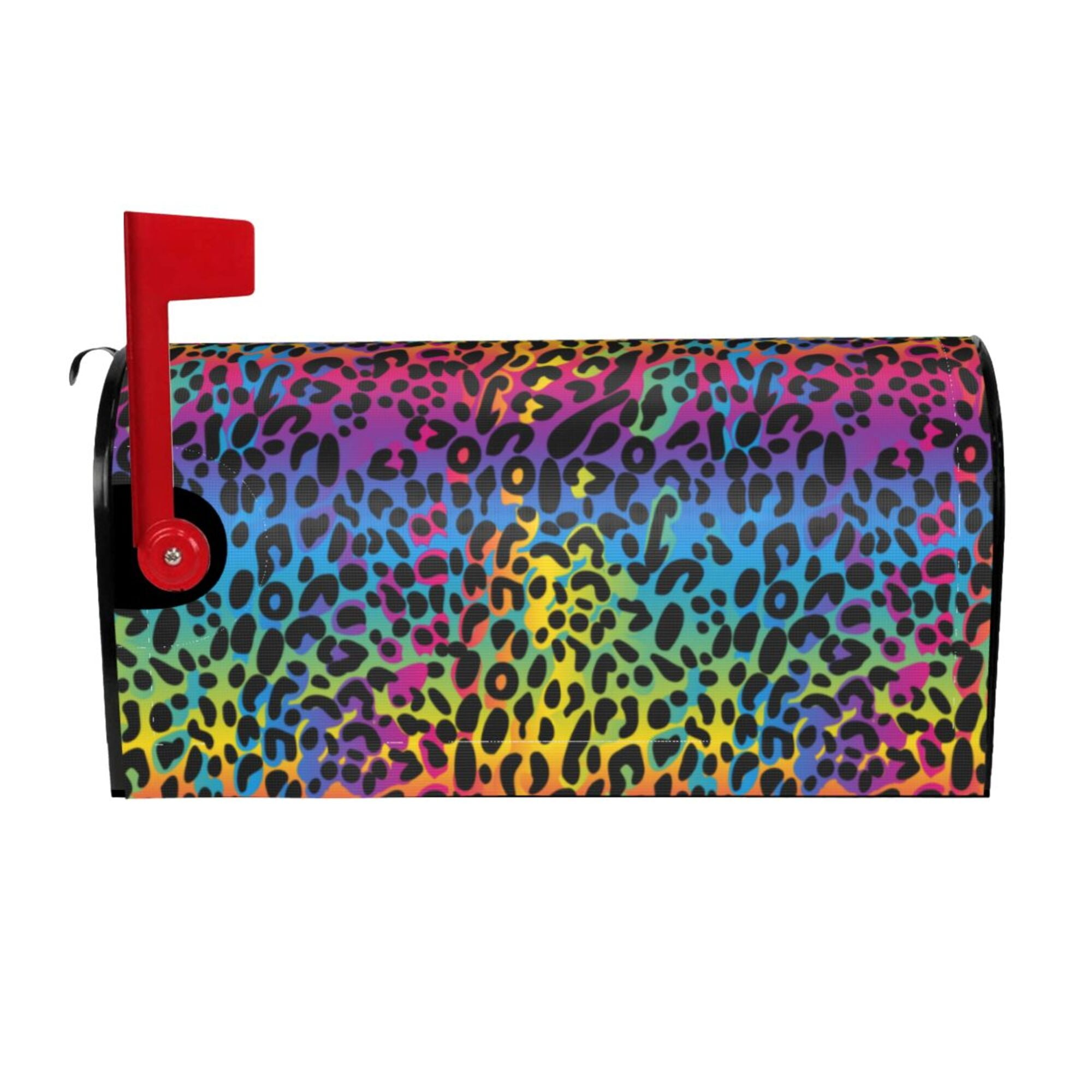 TEQUAN Rainbow Leopard Print Neon Animal Magnetic Mailbox Cover ...