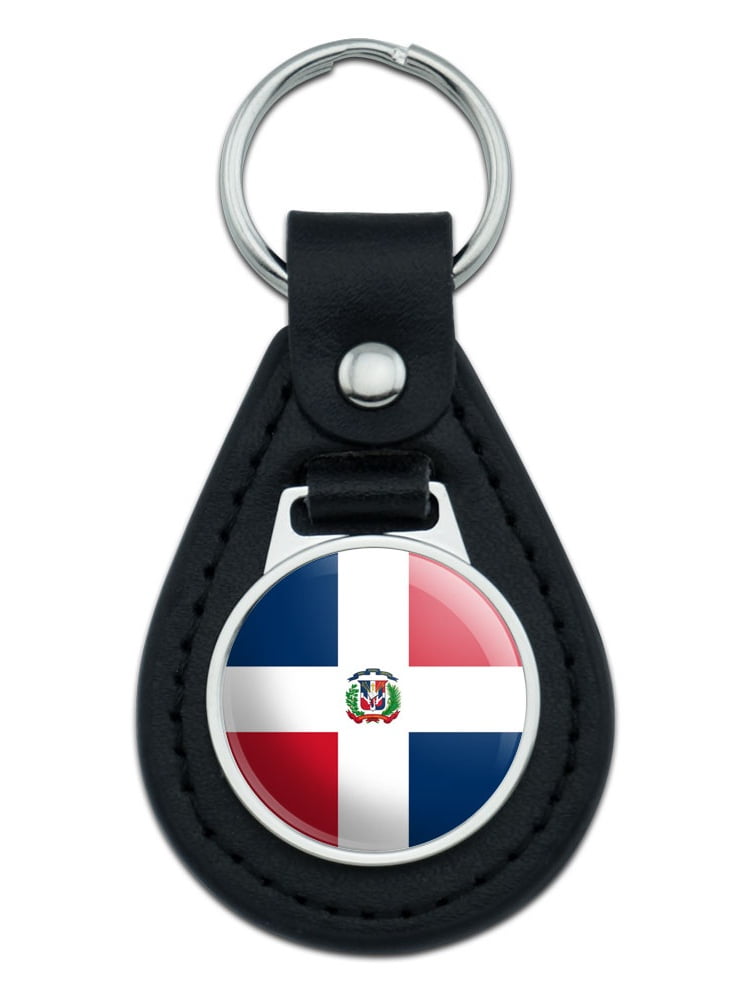 The Dominican Republic National Country Flag Black Leather Keychain ...
