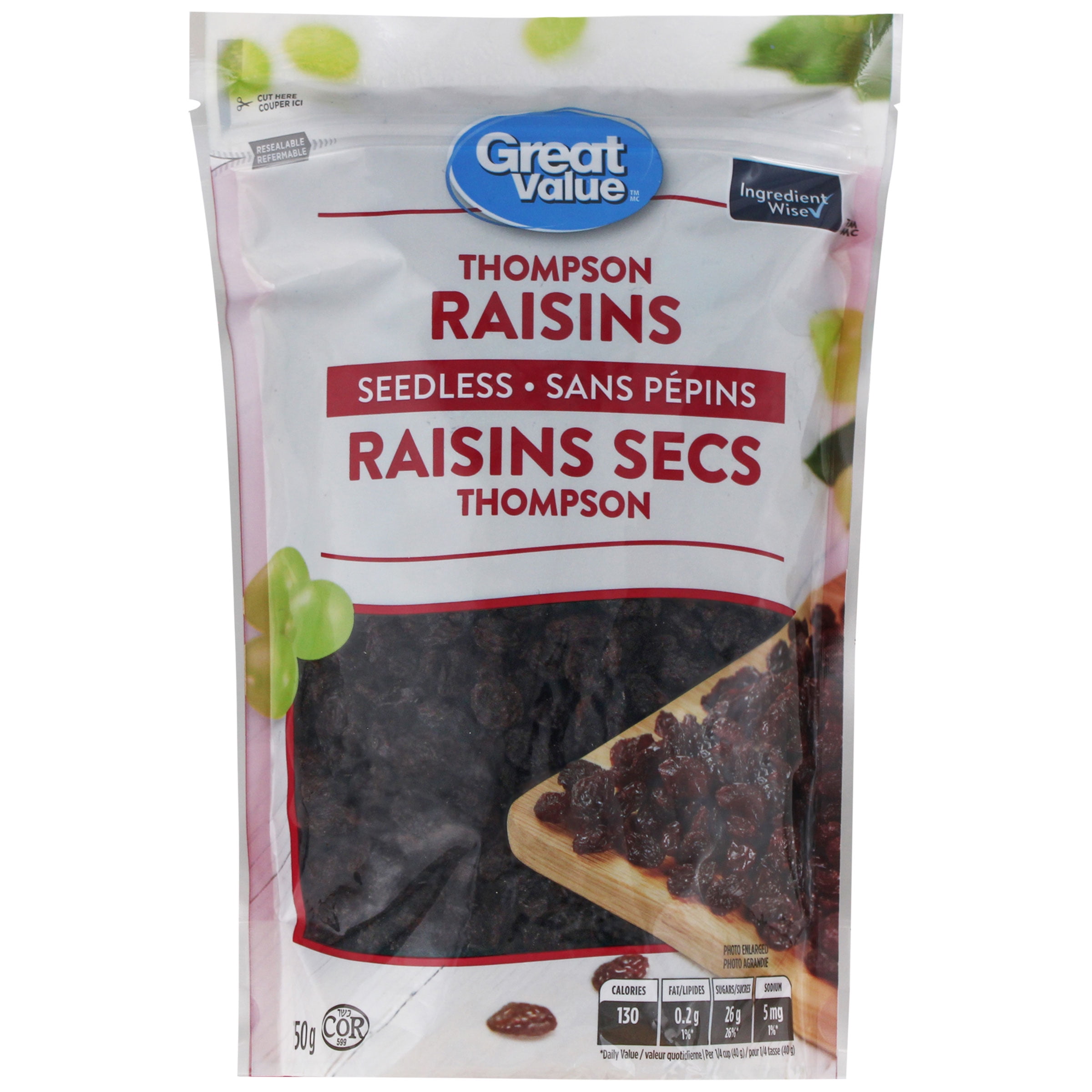 Great Value Seedless Thompson Raisins, 750 g - Walmart.ca