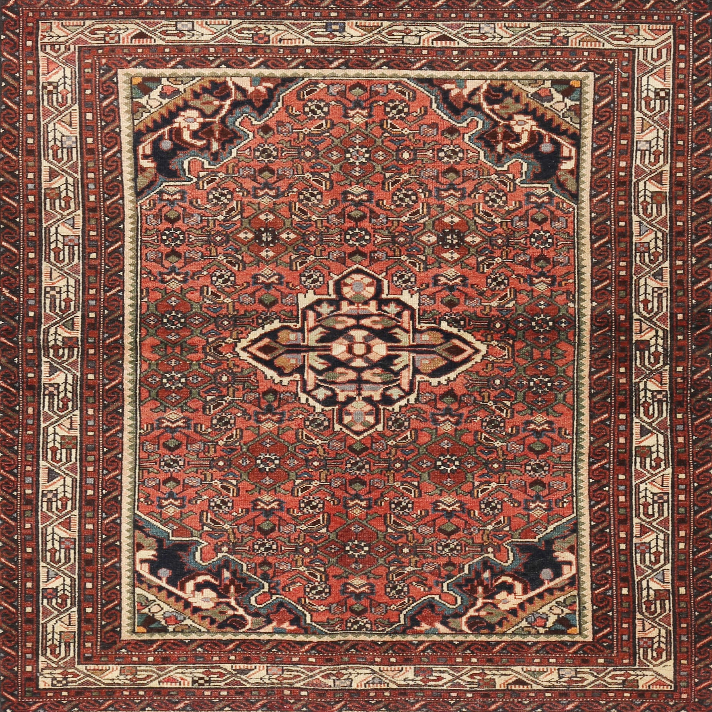 Ahgly Company Indoor Square Traditional Saffron Red Persian Area Rugs ...