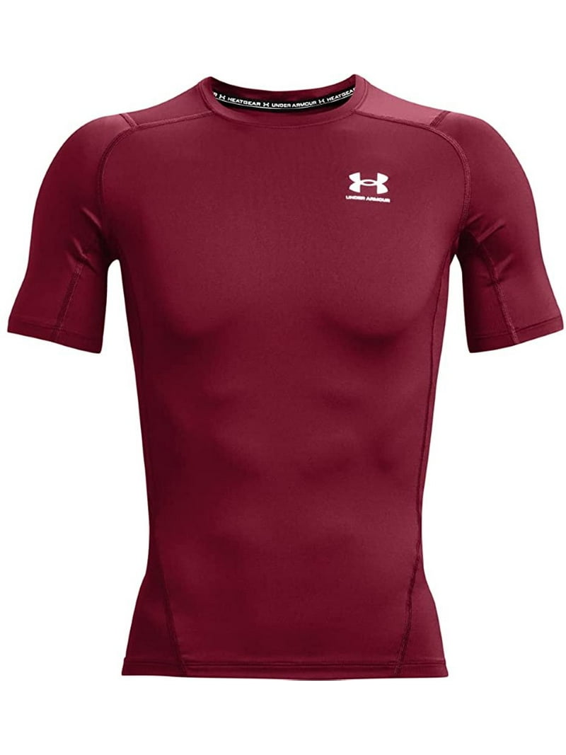 Under Armour Men's HeatGear Compression Short-Sleeve/ wine red