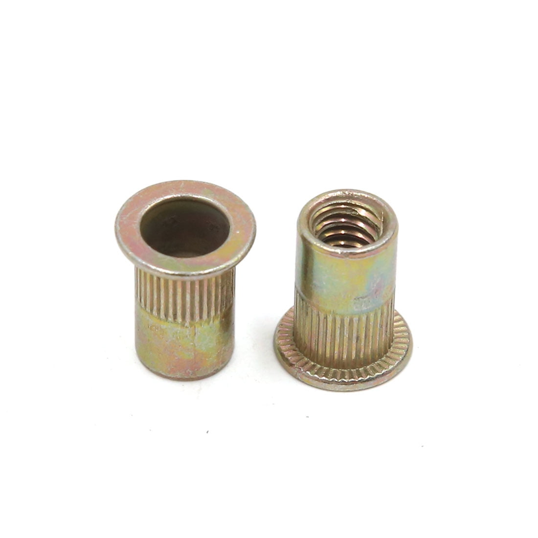 50Pcs Copper Tone Metal 1/4-20 UNC Rivet Nut Flat Head Insert Nutsert ...