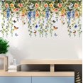 2PC Green Plant Vine Flower Butterfly Wall Decals - Self-Adhesive ...