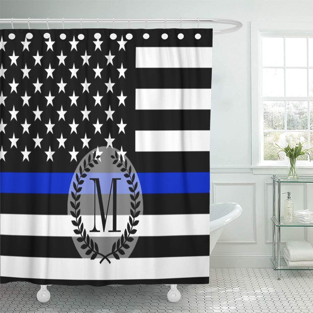 CYNLON Police Thin Blue Line American Monogram Officer Cop Policeman ...